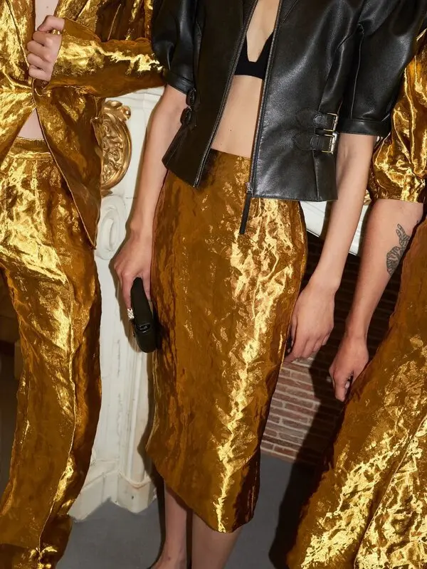 Gabriela Hearst Manuela Metallic Midi Skirt - Gold