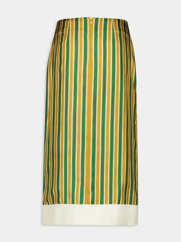 PAULA Printed Silk Twill Striped Skirt - Multicolour