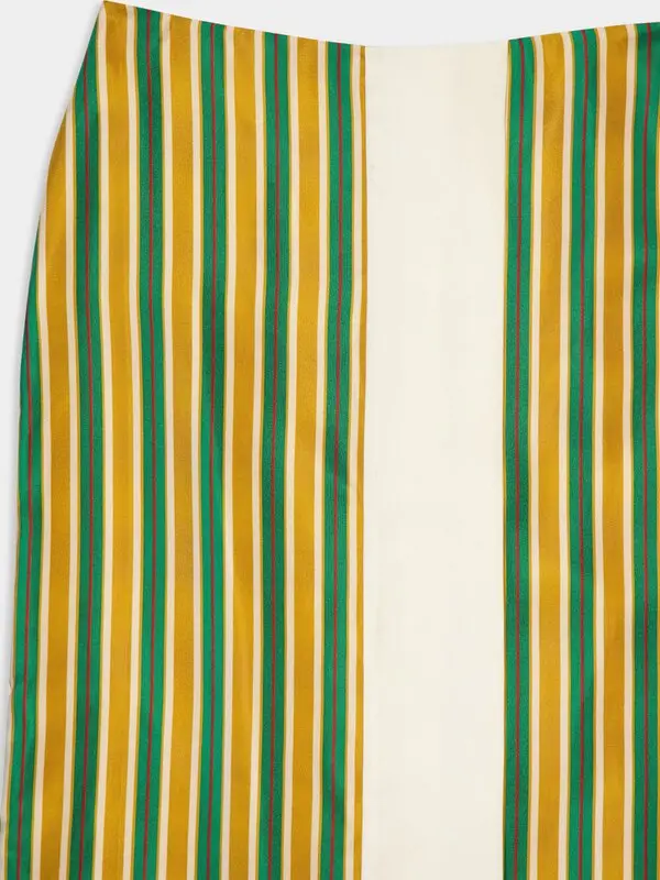 PAULA Printed Silk Twill Striped Skirt - Multicolour
