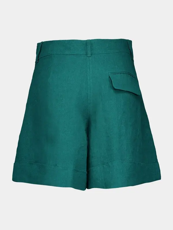 PAULA Botanical Linen Wide-leg Shorts