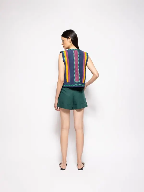 PAULA Botanical Linen Wide-leg Shorts