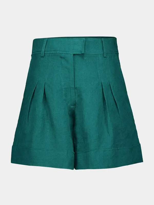 PAULA Botanical Linen Wide-leg Shorts