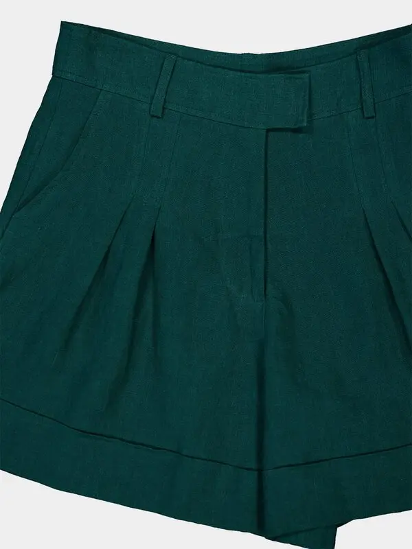 PAULA Botanical Linen Wide-leg Shorts