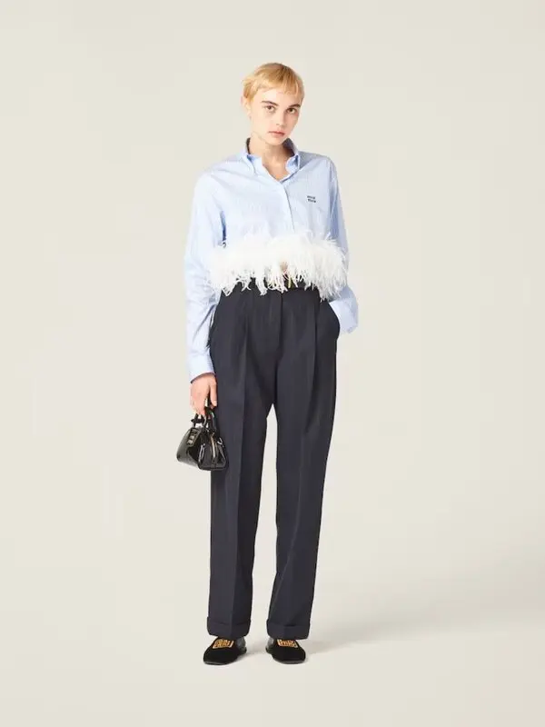 Miu Miu Pinstripe Wide-leg Trousers