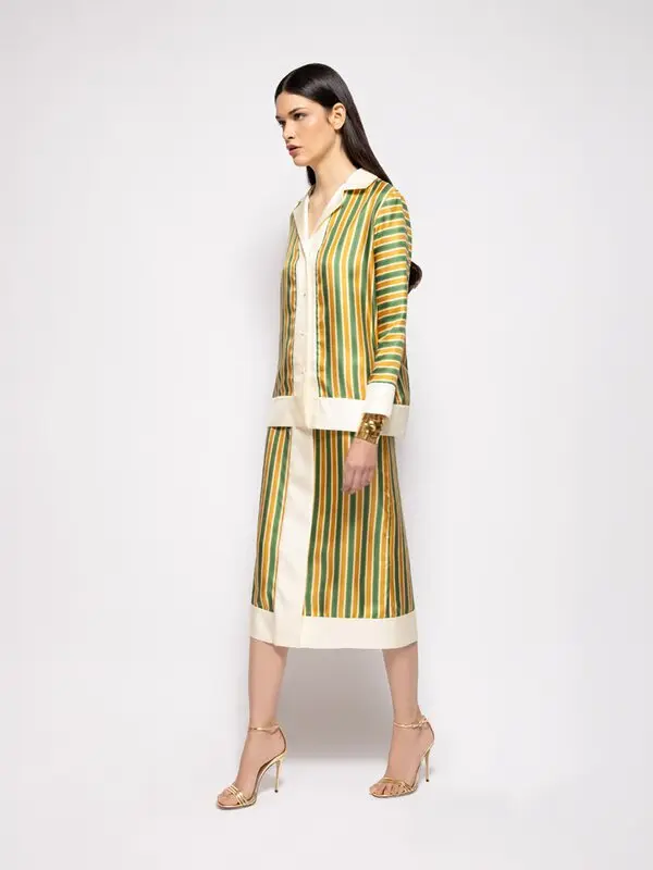 PAULA Salvia Printed Silk Twill Shirt