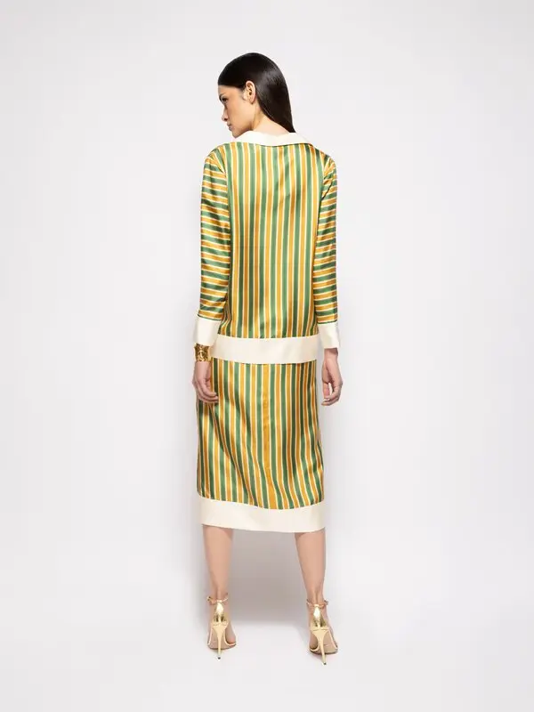 PAULA Salvia Printed Silk Twill Shirt