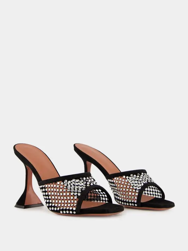Amina Muaddi Lupita Crystal 95 Mules - Black
