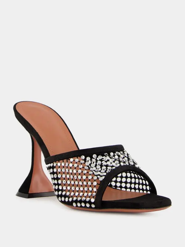 Amina Muaddi Lupita Crystal 95 Mules - Black