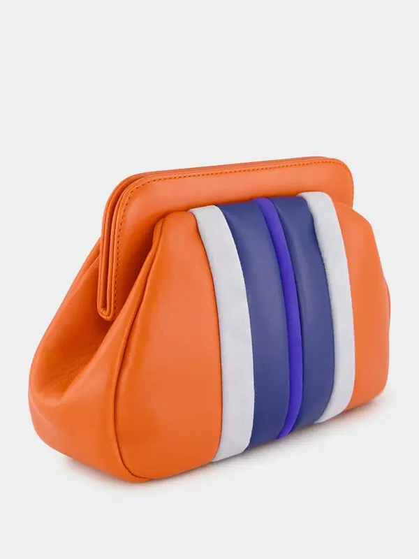 PAULA Medine Leather And Suede Clutch - Orange
