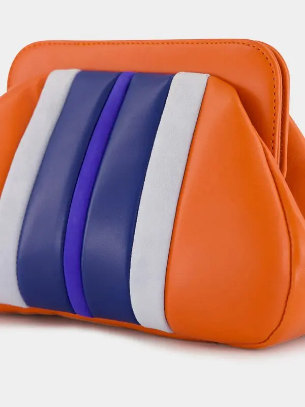 PAULA Medine Leather And Suede Clutch - Orange