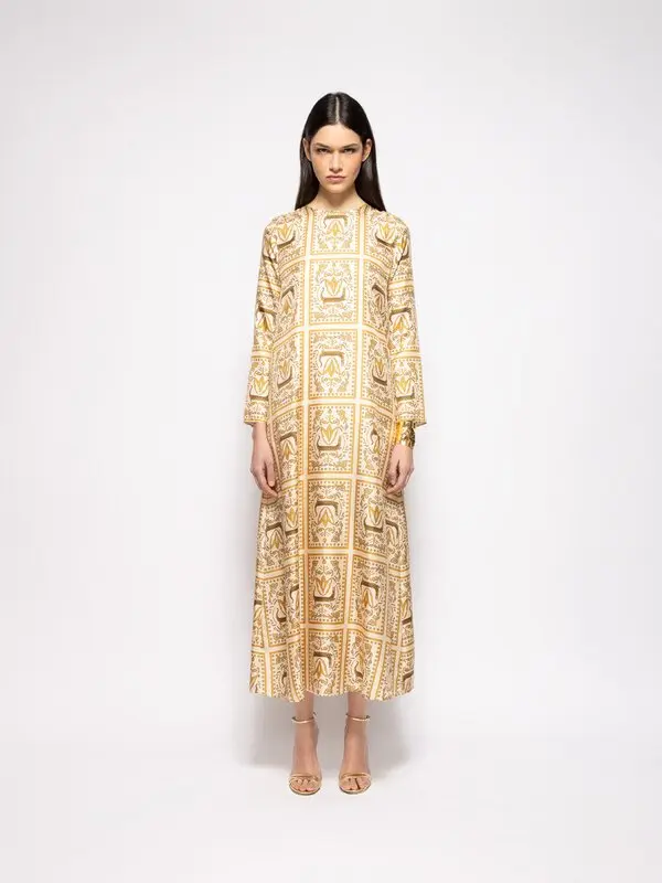 PAULA Printed Silk Twill A-line Dress - Multicolour