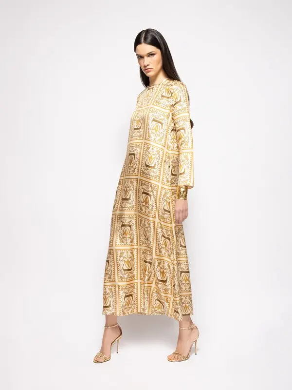 PAULA Printed Silk Twill A-line Dress - Multicolour