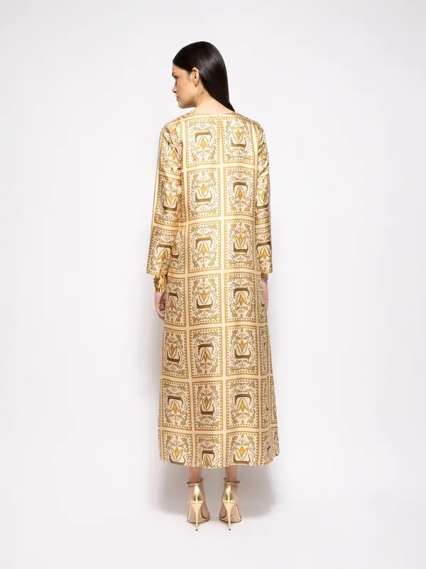PAULA Printed Silk Twill A-line Dress - Multicolour