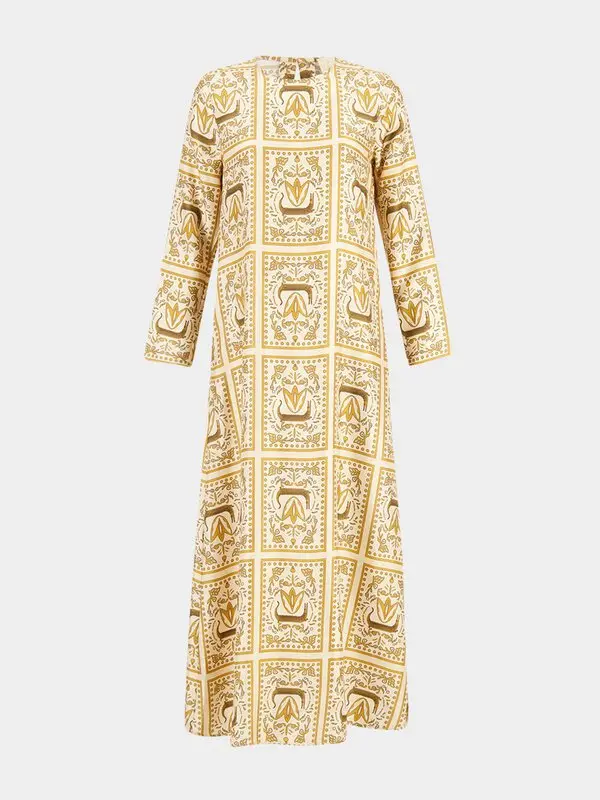 PAULA Printed Silk Twill A-line Dress - Multicolour