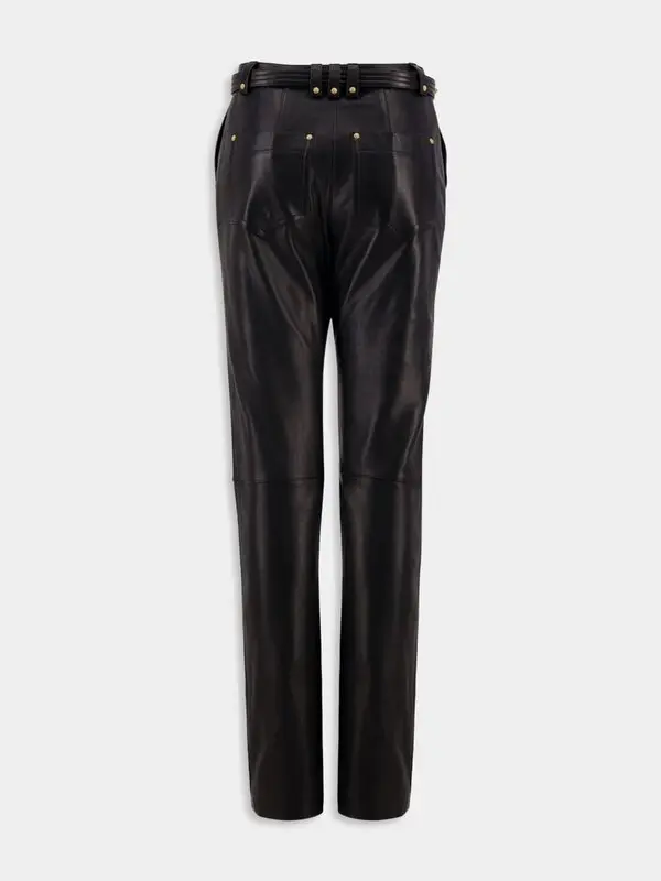 Balmain Belted Leather Trousers