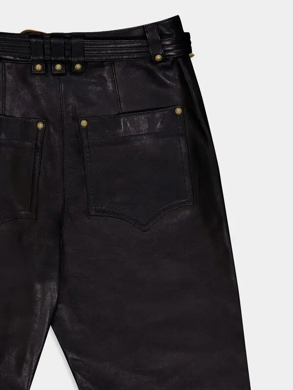 Balmain Belted Leather Trousers