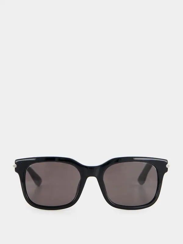 Alexander McQueen City T-bar Rectangular Sunglasses - Black