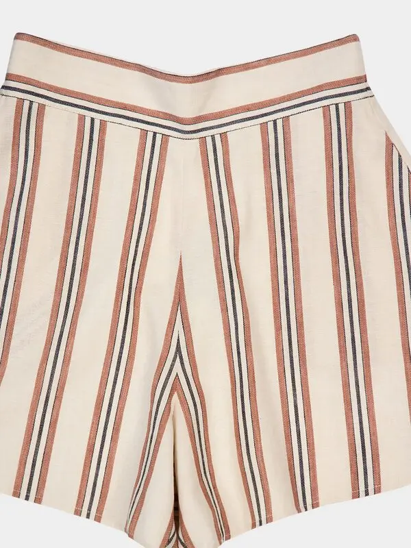 PAULA Calcita Striped Linen Shorts - Multicolour
