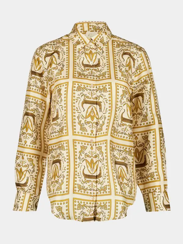 PAULA Ametista Crocoprint Printed Silk Twill Shirt - Multicolour