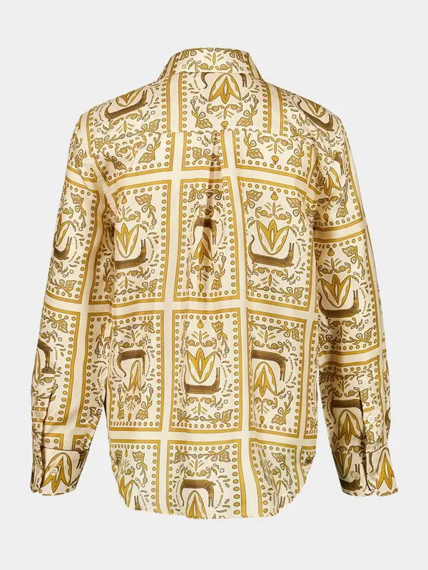 PAULA Ametista Crocoprint Printed Silk Twill Shirt - Multicolour