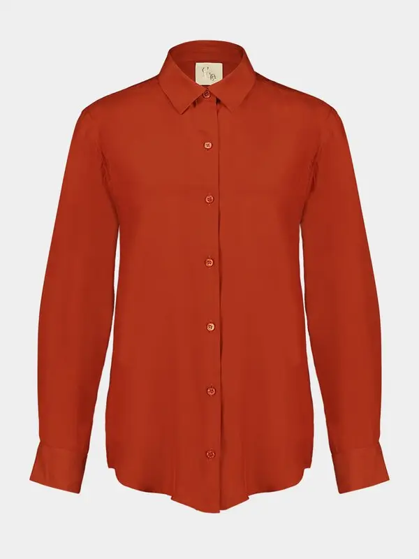 PAULA Ametista Cinnamon Stick Silk Shirt - Orange