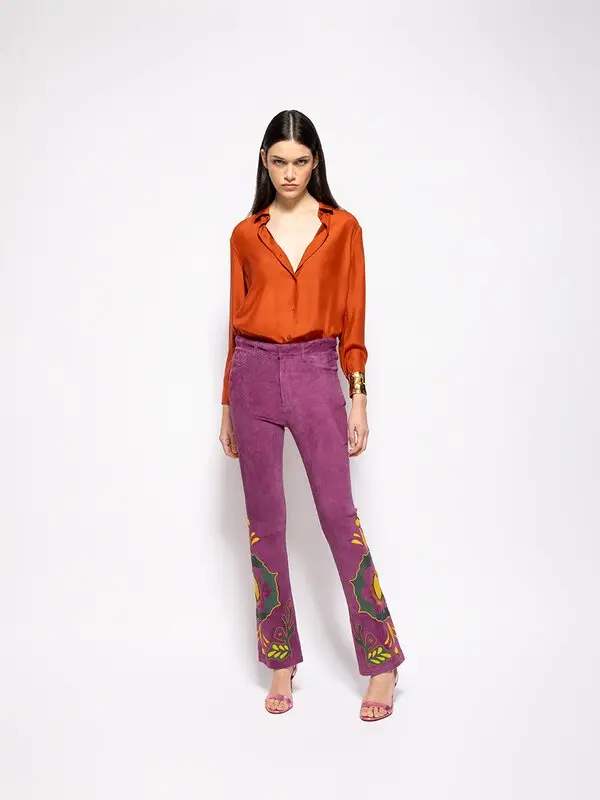PAULA Ametista Cinnamon Stick Silk Shirt - Orange