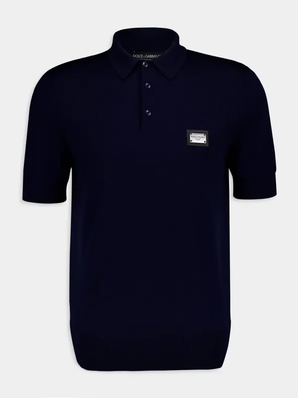 Dolce & Gabbana Branded Tag Wool Polo-shirt - Blue
