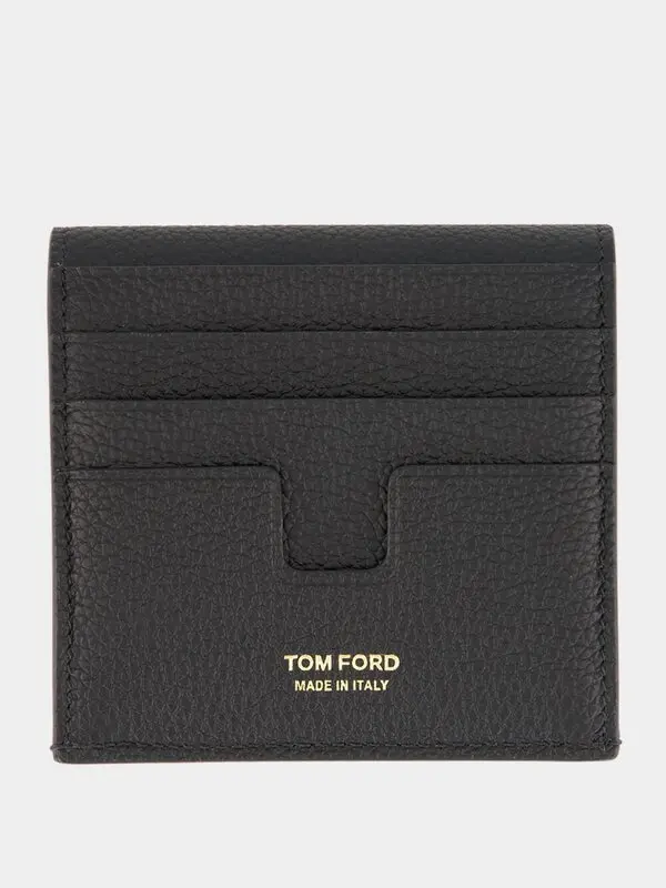 TOM FORD Tara Grain Leather Card Holder - Black