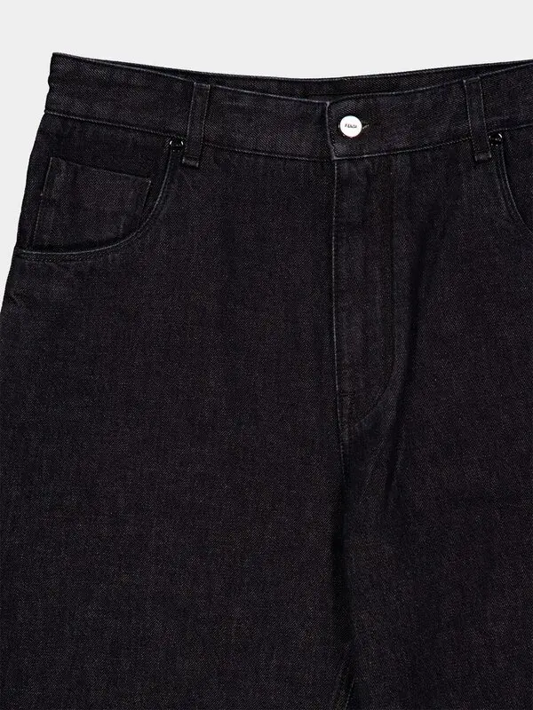 Fendi Straight-leg Jeans With Ff Turn-up Hem - Black