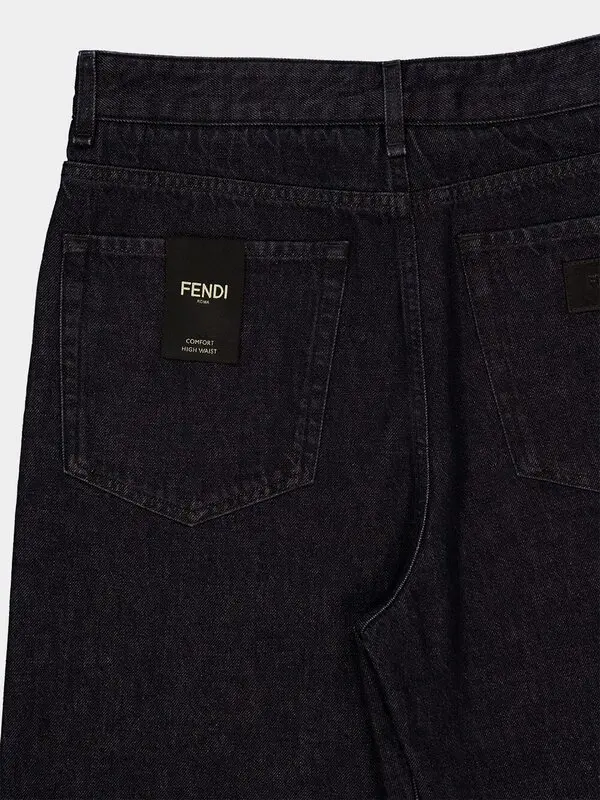 Fendi Straight-leg Jeans With Ff Turn-up Hem - Black