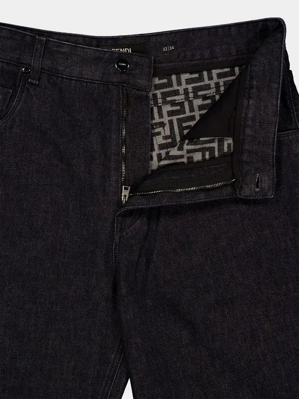 Fendi Straight-leg Jeans With Ff Turn-up Hem - Black