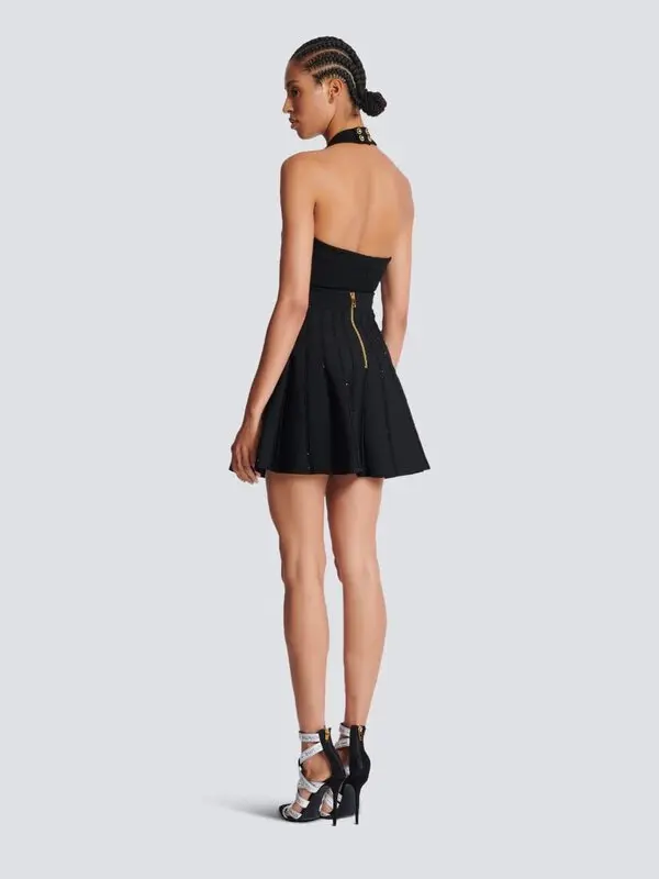 Balmain Flared Knit Skirt With Sparkly Stripes