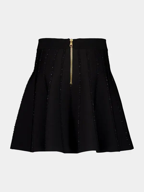 Balmain Flared Knit Skirt With Sparkly Stripes