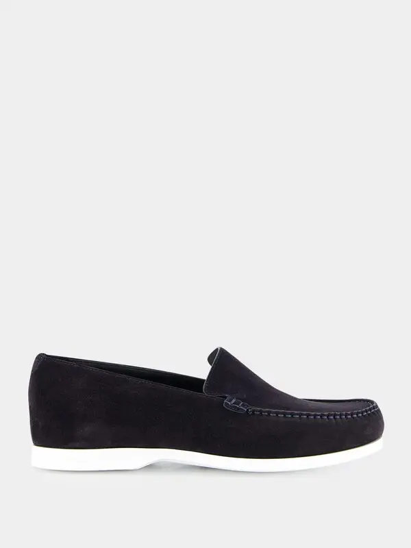 Manolo Blahnik Monaco Suede Boat Shoes - Blue