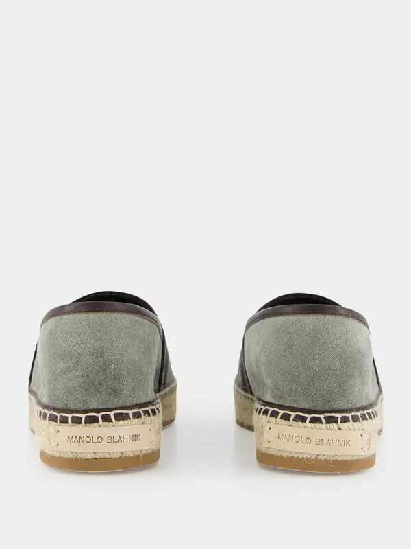 Manolo Blahnik Nerano Calf Suede Espadrilles - Green