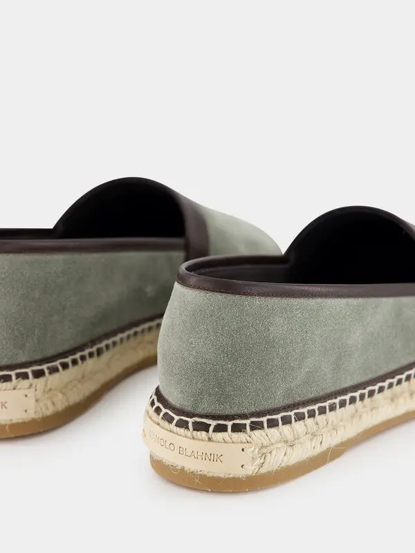 Manolo Blahnik Nerano Calf Suede Espadrilles - Green