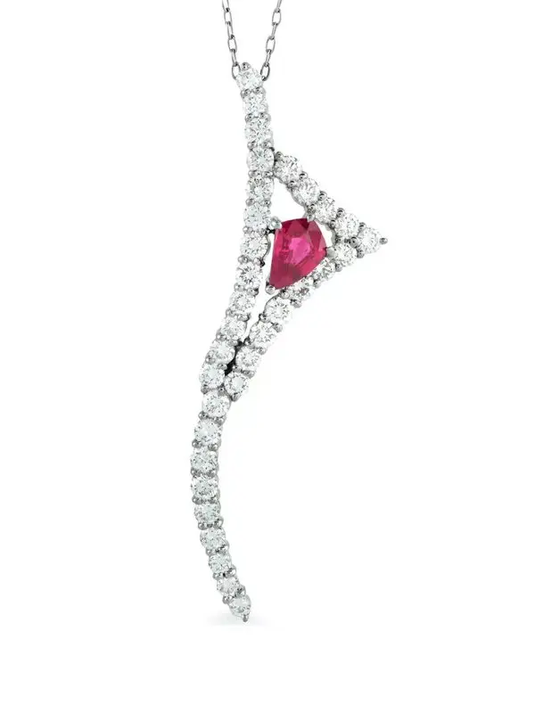 LB EXCLUSIVE Platinum, Diamond, And Ruby Necklace - Silver