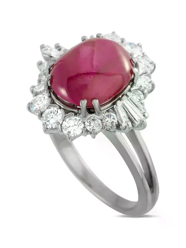 LB EXCLUSIVE 18k White Gold Diamond And Ruby Ring - Silver