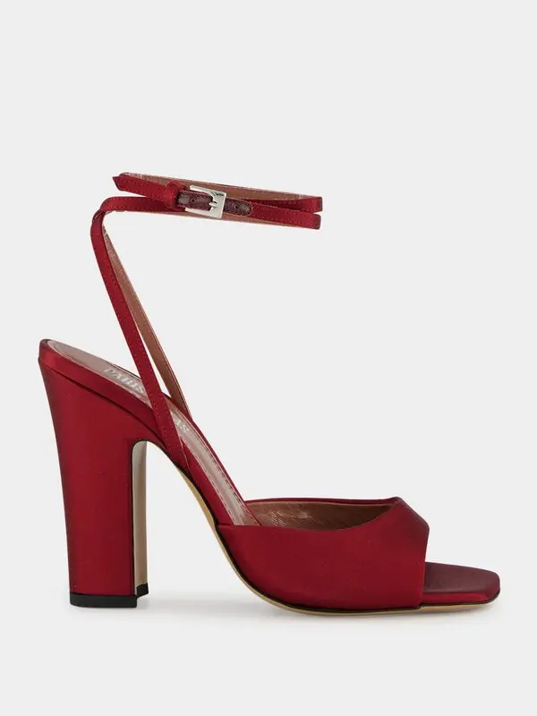 Paris Texas Lara Satin Sandal - Black