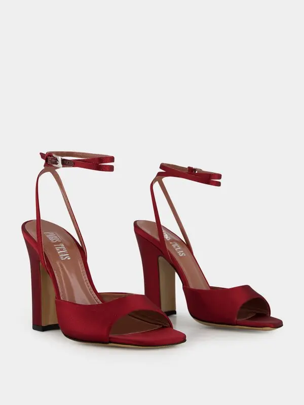 Paris Texas Lara Satin Sandal - Black