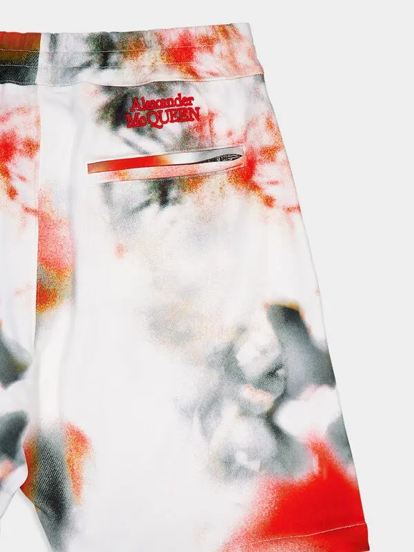 Alexander McQueen Obscured Flower Cotton Shorts - Multicolour