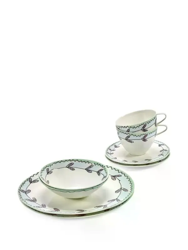SERAX Leaf-print Tableware Set - Neutrals