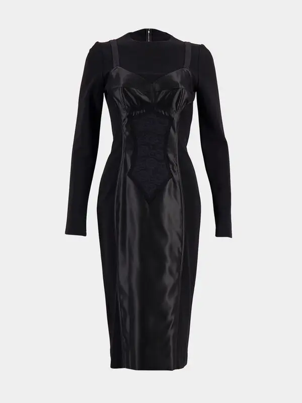 Dolce & Gabbana Silk-insert Midi Dress - Black
