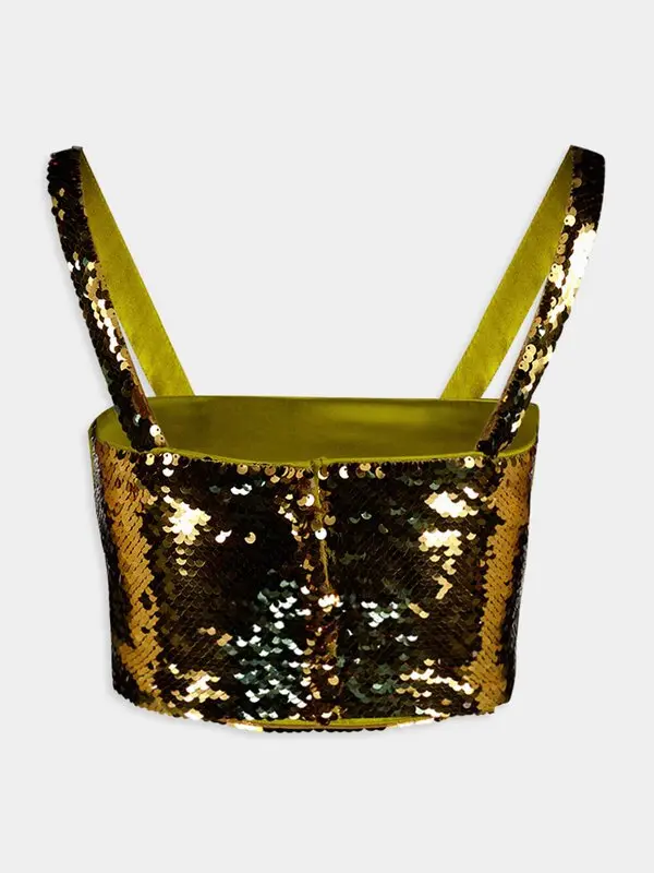 Dolce & Gabbana Sequined Crop Top With Straps