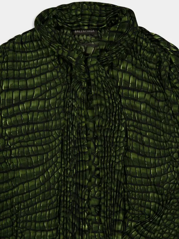 Balenciaga Double Sleeve Pleated Dress - Green