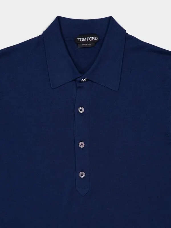 TOM FORD Sapphire Silk Viscose Short-sleeve Polo - Blue