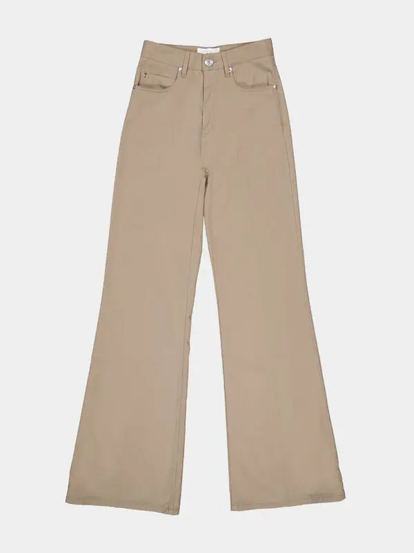 AMI Paris High-waist Flared Trousers - Brown