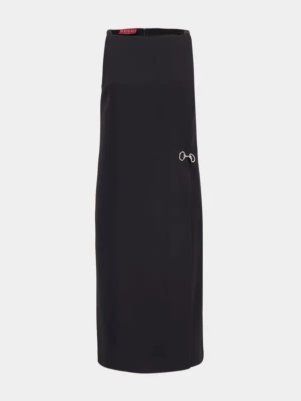 Gucci Horsebit Viscose Sable Dress - Black