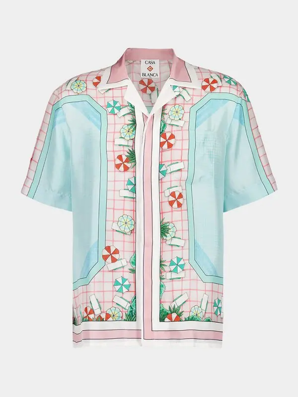 Casablanca Copacabana Pink Silk Twill Cuban Shirt - Multicolour