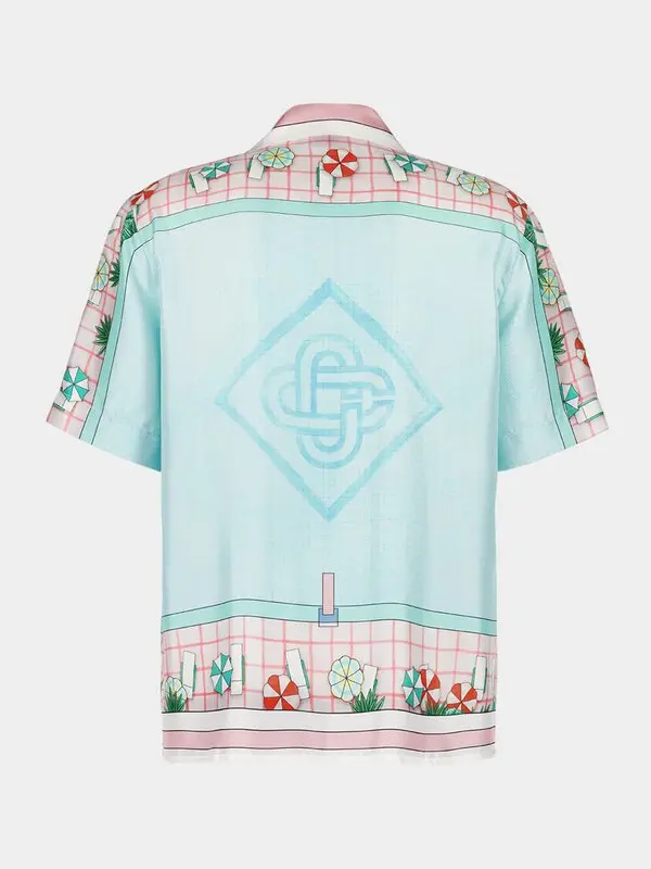 Casablanca Copacabana Pink Silk Twill Cuban Shirt - Multicolour